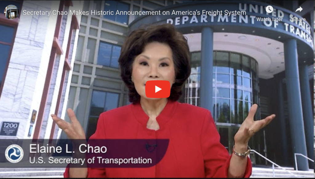 VIDEO: Secretary Chao makes historic announcement on USA's freight ...